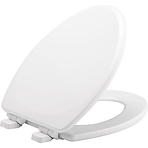 MAYFAIR 1843SLOW 000 Lannon Toilet Seat will Slow Close and Never Loosen, ELONGATED, Durable Enameled Wood, White