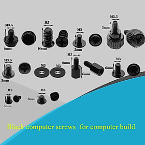 Juasky 340pcs Black Computer PC Standoffs Screws Assortment Kit for Hard Disk Drive, Computer Case, Motherboard, Fan, Power Graphics