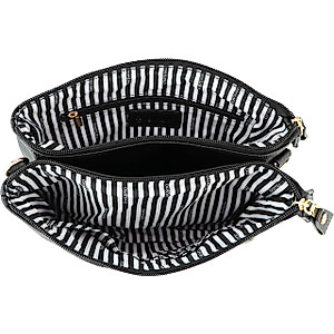 B BRENTANO Multi-zipper Double Pocket Crossbody Handbag Purse (Stone)