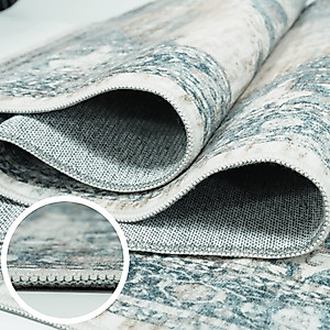 YOUFORTONG Runners for Hallways Soft Kitchen Rug Non Slip Rug Runner with Rubber Backing for Bathroom Washable Non Shedding Farmhouse Runner Rug (Blue, 2X12)