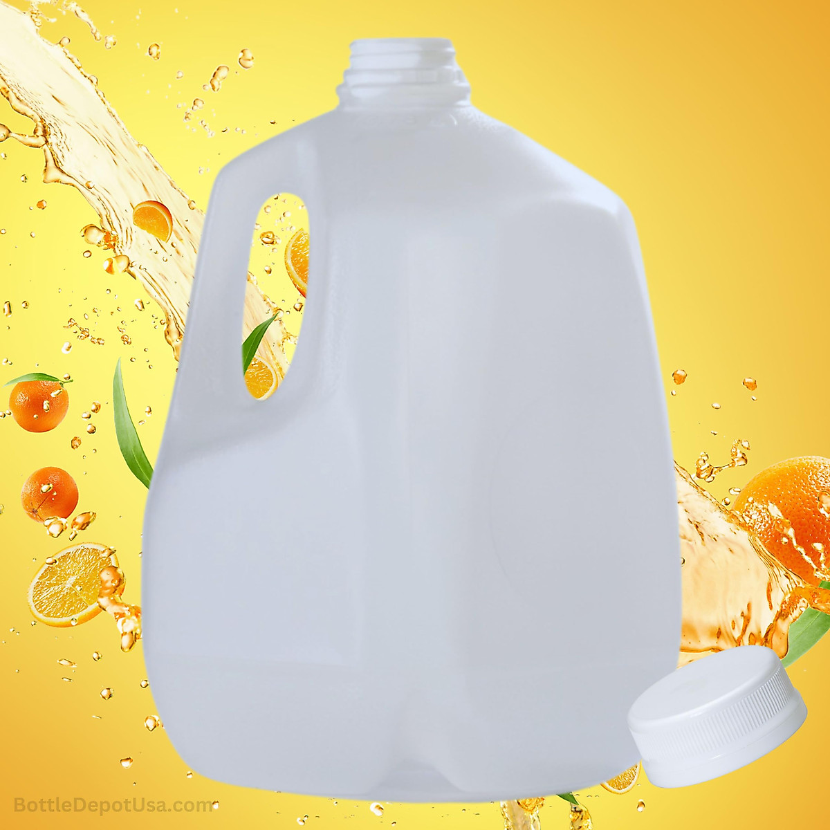 (4 PACK) 128 Oz Empty Plastic Gallon Juice Bottles with Tamper Evident WHITE Caps - Smoothie Bottles - Ideal for Juices, Milk, Smoothies, Picnic's and Even Meal Prep - Made in USA