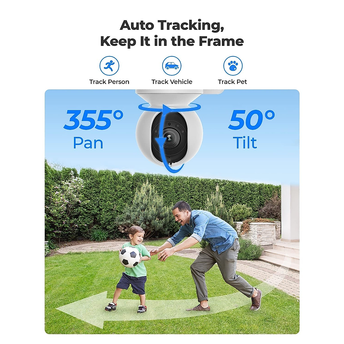 REOLINK E1 Outdoor PoE - 4K PTZ Outdoor Home Security System, PoE IP Camera with 3X Optical Zoom & Auto Tracking, 355° Pan & 50° Tilt, Color Night Vision, Human/Vehicle/Pet Detection, 2 Way Talk