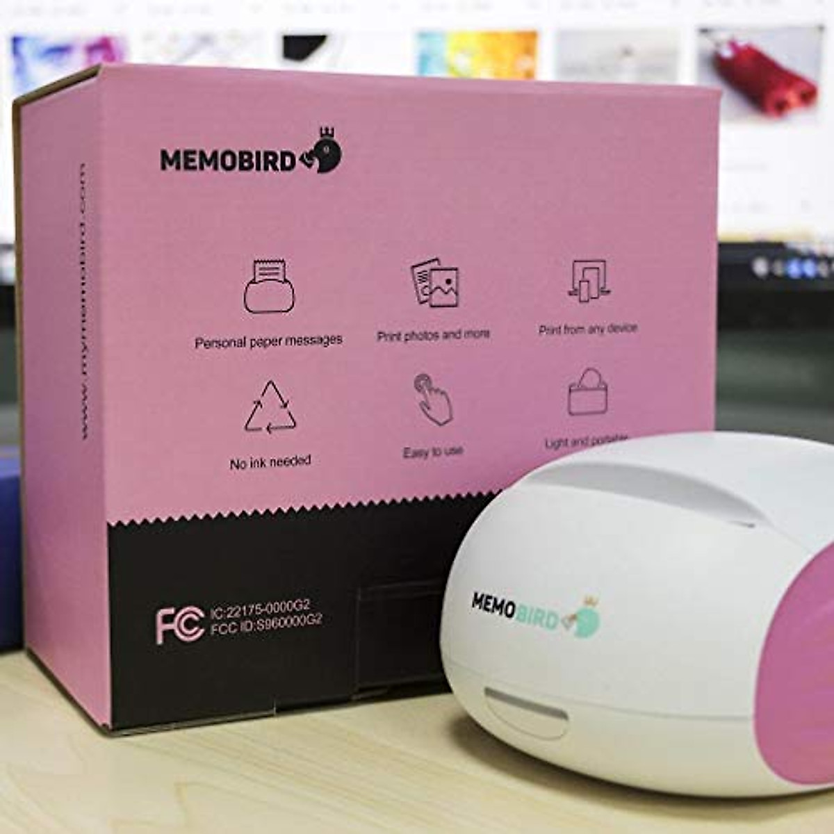 Memobird G2 Thermal Printer | Inkless Printer | Sticky Portable Printer | Compatible with iPhone and Android | Wi-Fi and Bluetooth Mode | Black and White Mini Picture and Note Printer - Green