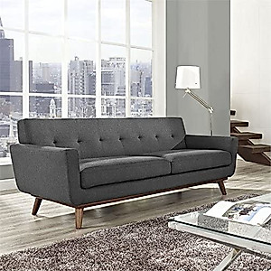 Modway Engage Mid-Century Modern Upholstered Fabric Sofa in Gray