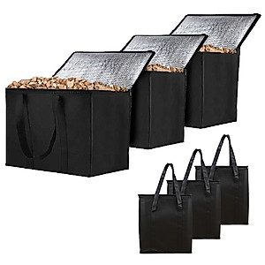 3Pcs Wood Pellet Storage Containers, 20LBs Pellet Containers for Grill Pellet, Nonwoven Fabric Charcoal Container Waterproof Storage, Smoker Pellet Storage for Outdoor Camping BBQ Wood Carrying