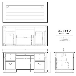 Martin Furniture Durham Double Pedestal Executive Desk, White