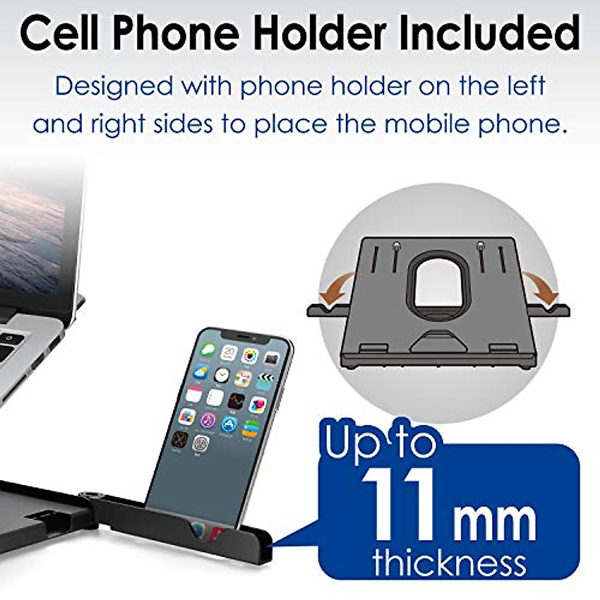 ELECOM Ergonomic Laptop Stand/Multi-Angle Adjustable/Heat Vent/Portable/Foldable/Laptop Up to 15.6 inches Black PCA-LTS8BK, Normal - Black