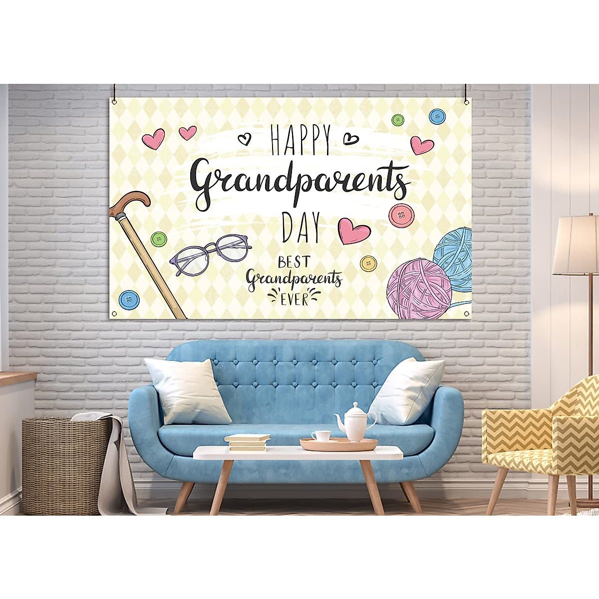 Nepnuser Happy Grandparents Day Photo Booth Backdrop School Event Retirement Love Grandparents Party Decorations Grandpa Grandma Holiday Photo Wall Decor (5.9×3.6ft)