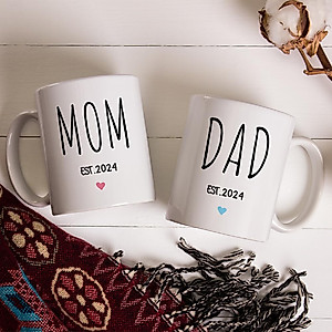 Fatbaby New Mom and Dad Coffee Mug,Pregnancy Gifts for New Parents Est 2024, First Time Parents Gifts, New Parents Gifts for Couples,Baby Shower Gifts 11OZ