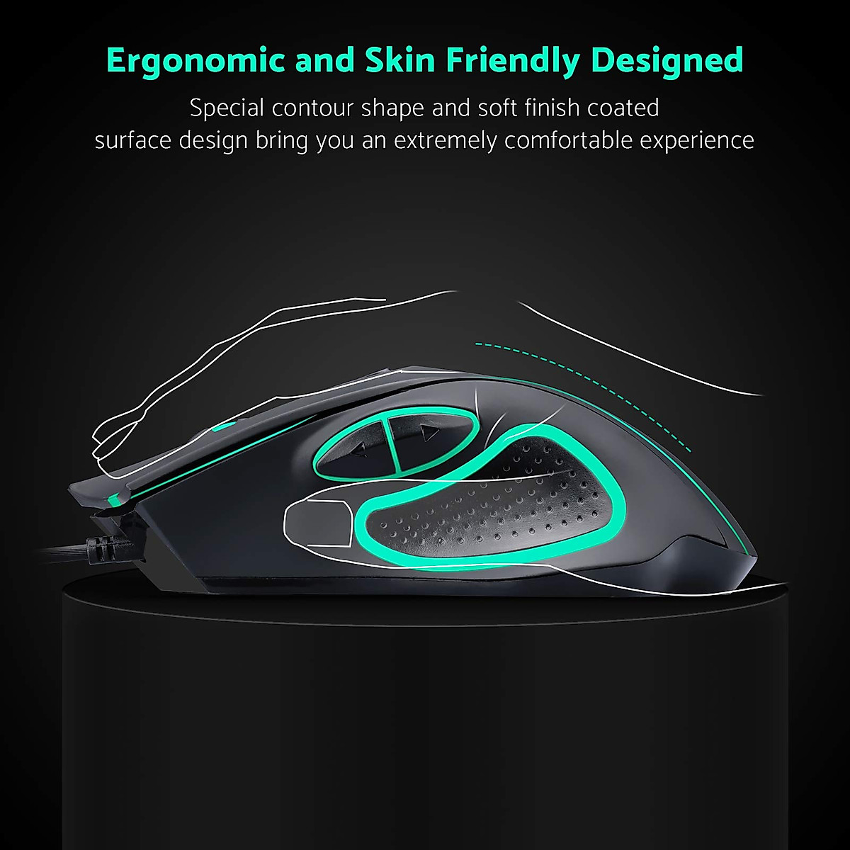 LED Backlit Gaming Mouse CHONCHOW Wired Programmable Mouse up to 7200 DPI 6 Buttons Ergonomic Design Best for FPS Gamers