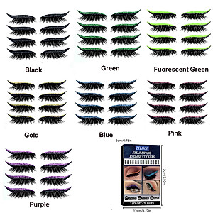 Eyelash Stickers, 4Pairs Reusable Eyeliner and Eyelash Stickers, Self-Adhesive Waterproof Colorful Glitter Invisible Eye Line Strip Stickers, Easy to Wear Women Makeup Eyeliner Sticke (Black)