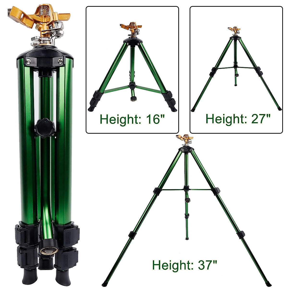 Twinkle Star Impact Sprinkler on Tripod Base, Quick Connector and Product Adapter Set, 360 Degree Coverage, 2 Pack