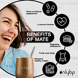OnlyBP - Argentinian Mate Kit, Includes Yerba Mate Cup, 2 Straws, and Cleaning Brush (Wood)
