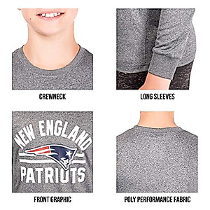 Ultra Game NFL Boys Super Soft Supreme Long Sleeve T-Shirt, Philadelphia Eagles, Heather Charcoal, 18-20