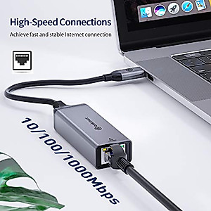 USB C to Ethernet Adapter Ankmax UC312G1 USB Type C Wired LAN Adapter [RJ45 / Gigabit Compatible/Thunderbolt 3] Gigabit Ethernet [Up to 1000 Mbps/No Drive Required] Compatible with Type C Devices
