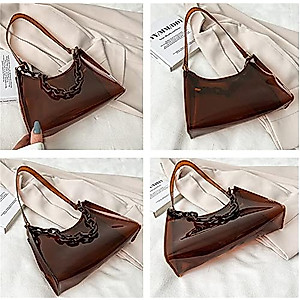 Women Girls Shoulder Bag Fashion Pellucid Jelly Tote Bag Hobo Handbag Purse Summer Solid Lightweight Small