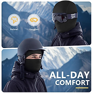 Black Ski Mask for Men Women Balaclava Face Mask Men Balaclava Ski Masks Beanie Full Face Mask Neck Gaiter Face Mask Winter Ski Gear Hat Fleece Balaclava Hood Neck Warmer Gator Ski Face Cover Covering