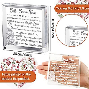 Bonus Mom Gifts Mom Son Stepdaughter Stepmom Stepson Gifts Crystal Glass Mom in Law Gift for Women Funny Clear Paperweights Keepsake for Mother's Day Birthday Wedding (Simple Style)