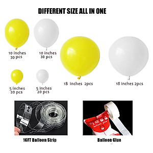 Beaumode DIY Yellow And White Balloon Garland Arch kit for 1st birthday Sunshine Lemon honeybee Popcorn Baby Shower Bridal Shower Party Backdrop Decoration (Yellow White)