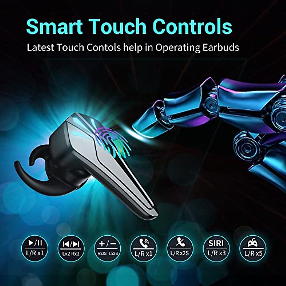 Wireless Earbuds Noise Cancelling,48 Hours Playtime Low latency Gaming Earbuds 5.3 Bluetooth Headphone IPX5 Waterproof Immersive Deep Bass Bluetooth EarBuds Compatible with Apple & Android&PS4/PS5