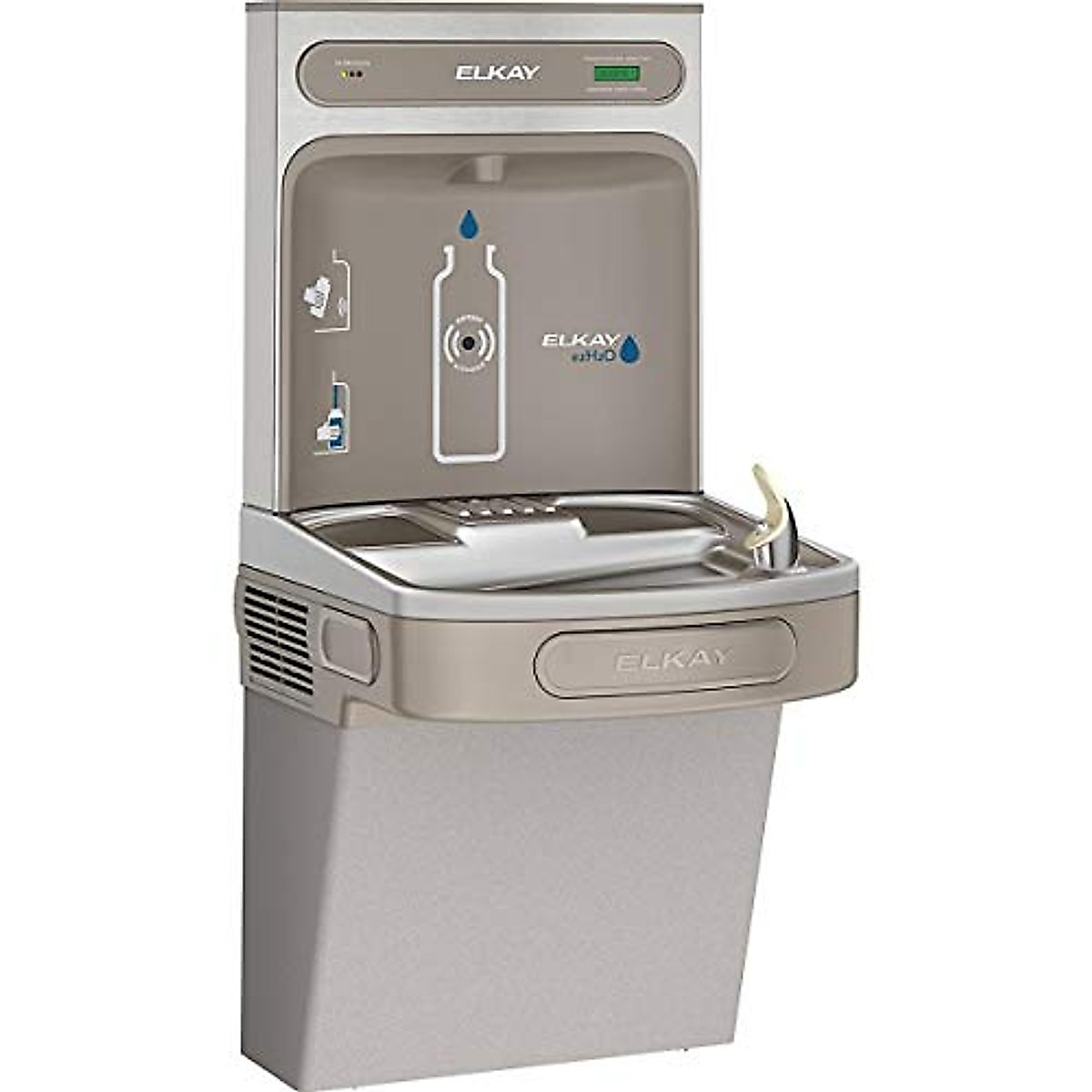 Elkay LZS8WSLK EZH2O Bottle Filling Station with Single ADA Cooler, Filtered, 8 GPH, Light Gray & EZS8L Wall Mount ADA Non-Filtered Cooler, 8 GPH, Light Gray Granite