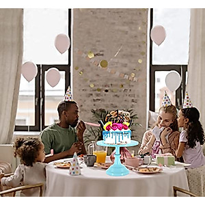 Miukage Cake Stand, Adjustable Height Cake Stands, High-end Wedding Cake Stand, Metal Blue Cake Stand Suitable for Graduation Ceremonies, Birthday Parties, Home Decoration