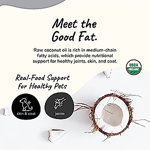 Organic Coconut Oil Pet Supplement for Dogs and Cats - Safe, Natural Skin and Coat Support with Cold Pressed Extra Virgin Coconut Oil - Itchy Skin, Dry Cracked Noses & Dry Skin Treatment - Made in USA