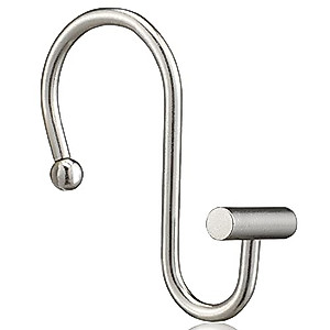 Nickel Shower Curtain Hooks,Rust Proof Shower Curtain Rings for Bathroom,T-Bar Metal Decorative Shower Curtain Hooks Hangers for Shower Curtain Rod,Set of 12