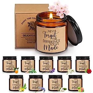 Fumete 10 Pcs Never Forget The Difference You Make Candles Inspirational 3.5 oz Retirement Candle Gifts Thank You Gifts Employee Appreciation Gifts for Women Coworkers Teacher Nurse(Brown)