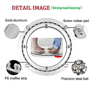 Aluminum Lazy Susan Bearing Turntable Ring Heavy Loads Base For Round Table Ø 8in 10in 12in 14in 16in 20in 24ni 27in 32in 360 Degree Swivel Turntable, For Glass/Granite/Wood Kitchen Ding Table