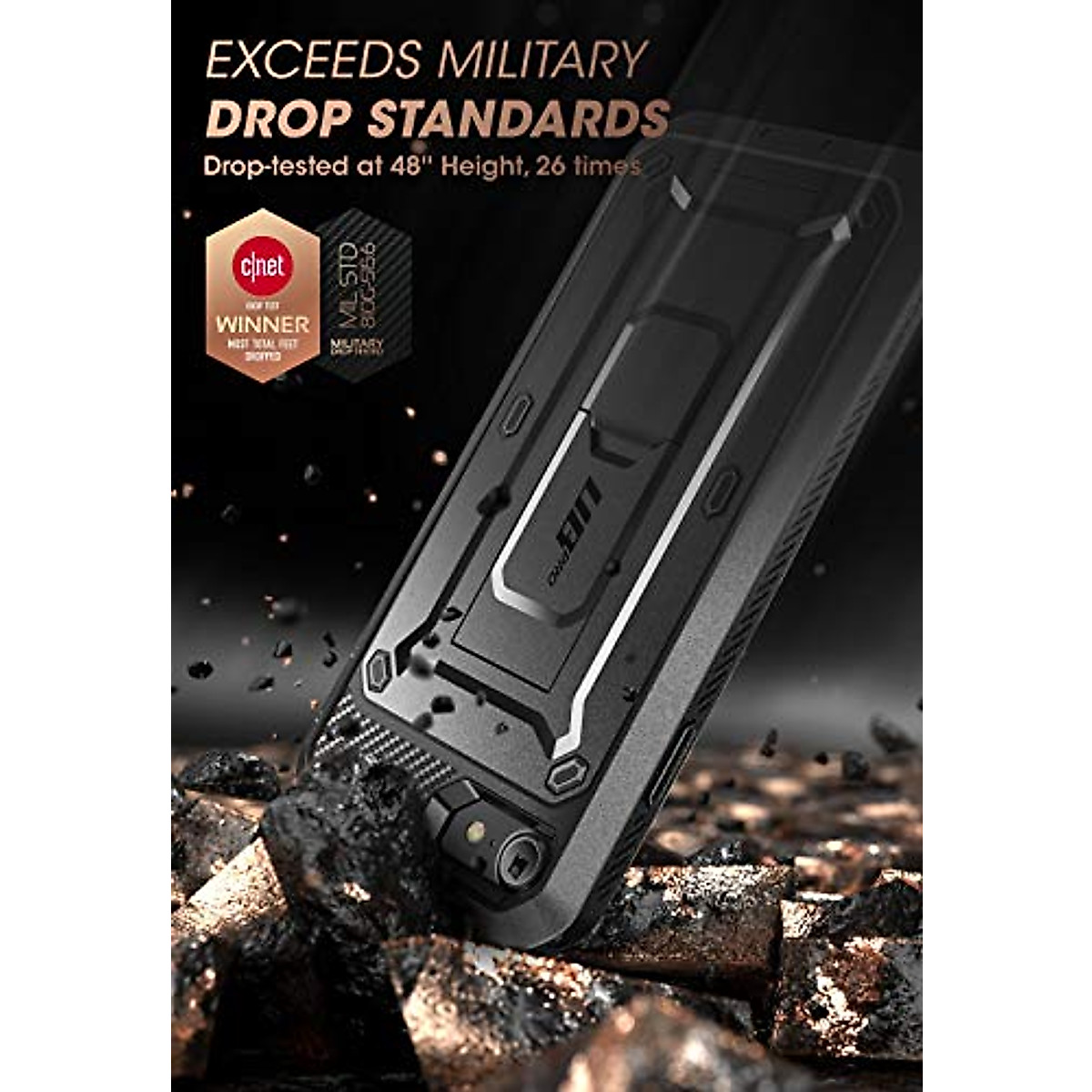 SUPCASE Unicorn Beetle Pro Series Case for iPhone SE (2022)/ iPhone SE (2020)/ iPhone 7/ iPhone 8, Built-in Screen Protector Full-Body Rugged Holster & Kickstand Case (Black)