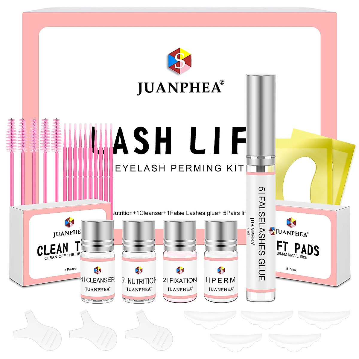 Lash Lift kit Eyelash Perm Kit,Professional Eyelash perming kit,Suitable for Salon at Home,Including Eye Shields,Pads and Accessories(Glue Upgraded Version)