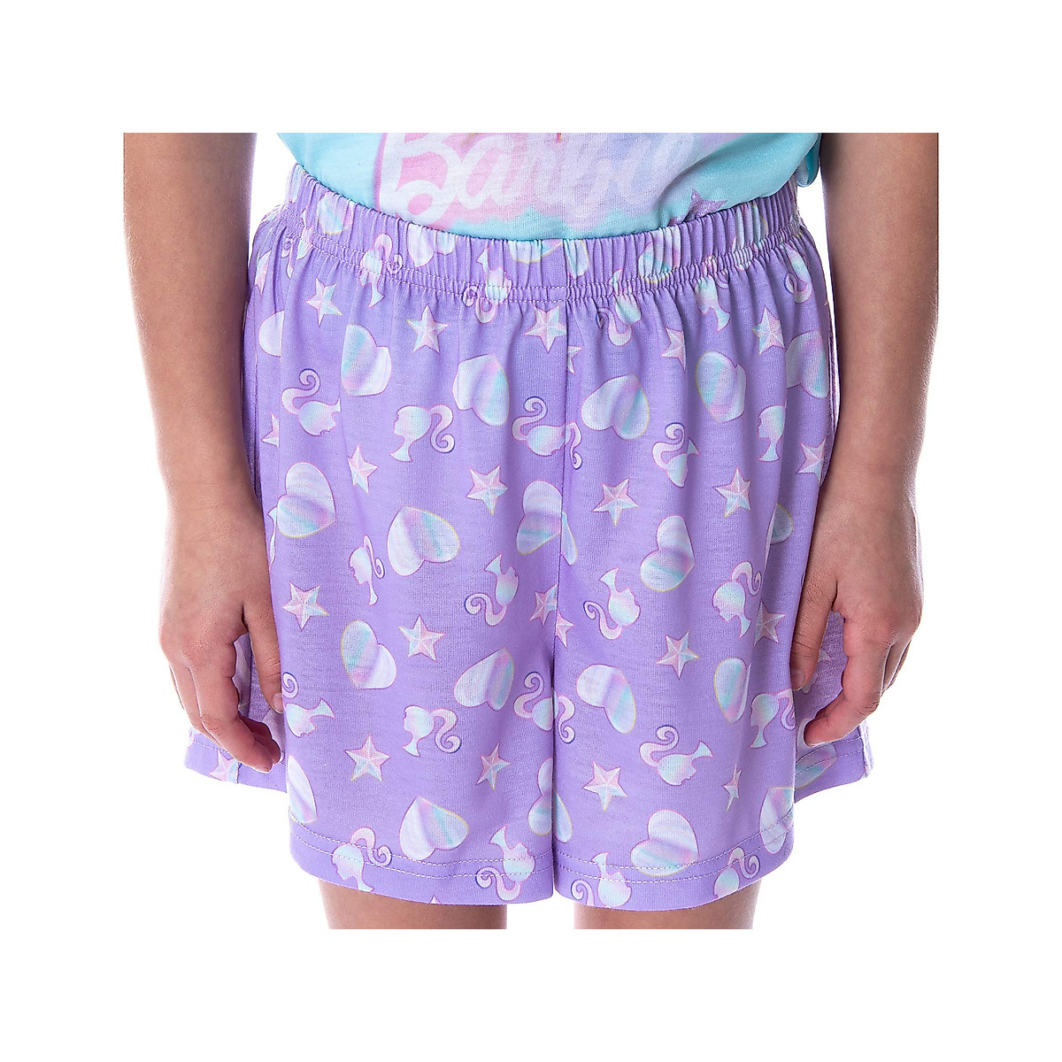 INTIMO Barbie Little Girls' Barbie Doll Unicorn Love Shirt and Shorts 2 PC Pajama Set (10/12)