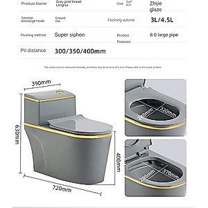 Smart Ceramics Bidet Toilet, Super Toilet Bidet Combo With Dual Flush, Modern One-Piece Toilet Standard Seat Height for Home Hotel Bathroom (Color : C, Size : 680x360x830mm)