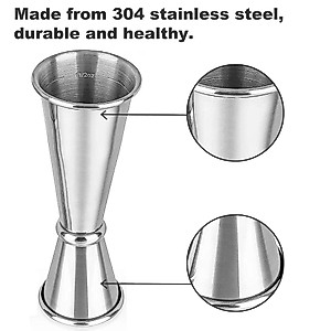 Cocktail Jigger for Bartending - Japanese Double Sided Jigger with Measurements Inside, 2 oz 1 oz Stainless Steel Measuring Jigger
