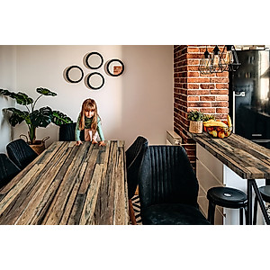 CiCiwind Peel and Stick Wallpaper Brown Wood Contact Paper Removable Self Adhesive Wallpaper Shiplap Vintage Wood Grain Wallpaper for Bedroom Bathroom Kitchen Cabinet 17.7" X 78.7"