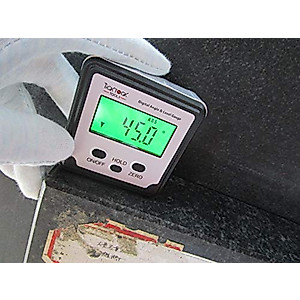 Digital Angle Finder by TickTockTools - Magnetic Mini Level and Bevel Gauge - Woodworking with Table or Miter Saw - Inclinometer - Precise Measurement Tool with LCD and Backlight - 180 Degree Rotation