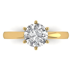 Clara Pucci 1.50 ct Round Cut Solitaire Moissanite Engagement Wedding Bridal Promise Anniversary Ring in 18K yellow Gold Size 5.5