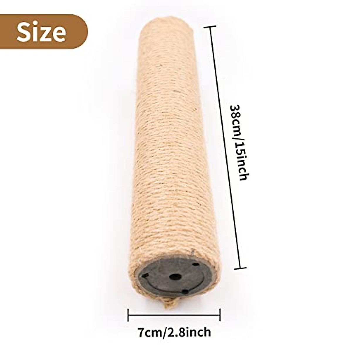 15 Inch Cat Scratching Posts Jute Rope Replacement Refill Posts Cat Scratching Stump Heightening Parts Refill with M8 Screws for Cat Tree Tower Furniture Refurbishment Indoor or Wall, 4pcs