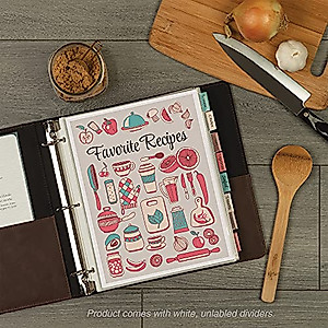 Samsill 8 Tab Recipe Dividers, Recipe Sleeves, Sheet Protector Dividers, with Tab Inserts, Clear, Super Heavyweight, Top Loading, 3 Hole Punched for Standard Letter Size Binders, Archival Safe