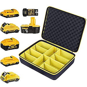 Khanka Hard Battery Storage Box Holder Carrying Case Replacement for Dewalt 8v/12v/18v/20v/60v Max XR Battery and Charger - Holds 20V 60V 2.0/3.0/4.0/5.0/6.0/9.0-Ah Battery, Charger (Case Only)