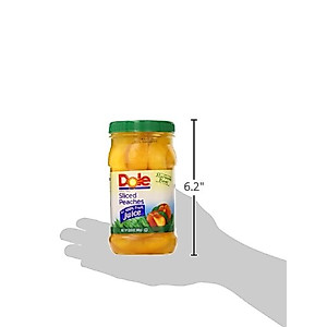 Dole Fruit Jars, Yellow Cling Sliced Peaches in 100% Fruit Juice, Gluten Free, Pantry Staples, 23.5 Oz Resealable Jars, (Pack of 8)