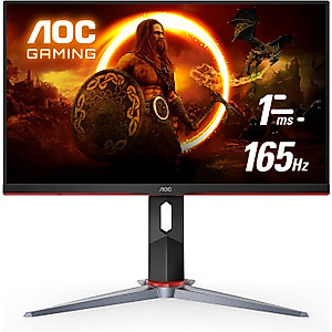 AOC Gaming 24G2S 24” Frameless Gaming Monitor, Full HD 1920x1080, 165Hz 1ms, Adaptive-Sync, Height Adjustable Stand, Black