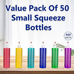 Foaincore 50 Pcs 4 oz Plastic Small Squeeze Bottles BPA Free Empty Squirt Bottle Safe Small Sauce Bottles Ketchup Condiment Bottles Plastic Bottles for Icing, Cookie Decorating, Oil, Arts and Crafts
