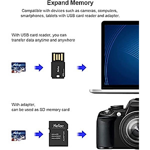 Netac 64GB 3 Pack Micro SD Card Ultra Micro SDXC TF Memory Card Extend Capacity Up to 100MB/s, 667X, U3, C10, V30, A1, FAT32, High Speed TF Card for Switch/Dash cam/Camera/Smartphone