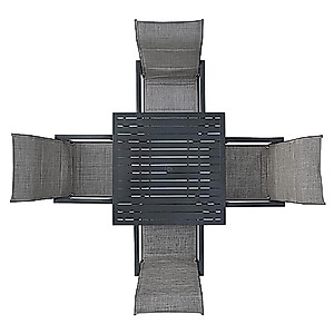 VEVOR 5 Pieces Patio Dining Set, Outdoor Furniture Table and Swivel Chairs Set, All Weather Garden Furniture Table Sets, Iron Patio Conversation Set with Umbrella Hole, For Lawn, Deck, Backyard, Black