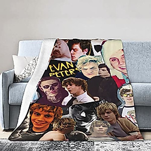Evan Peters Collage Blanket Ultra-Soft Micro Fleece Blanket for Couch Bed Car Warm Throw Blanket Suitable for All Season