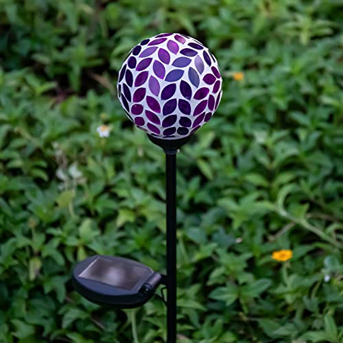 VCUTEKA Solar Path Lights Outdoor Decorative - Mosaic Solar Garden Stakes Light Waterproof LED Light for Landscape Lawn Patio Yard Driveway Decoration, Purple, 1 Pack