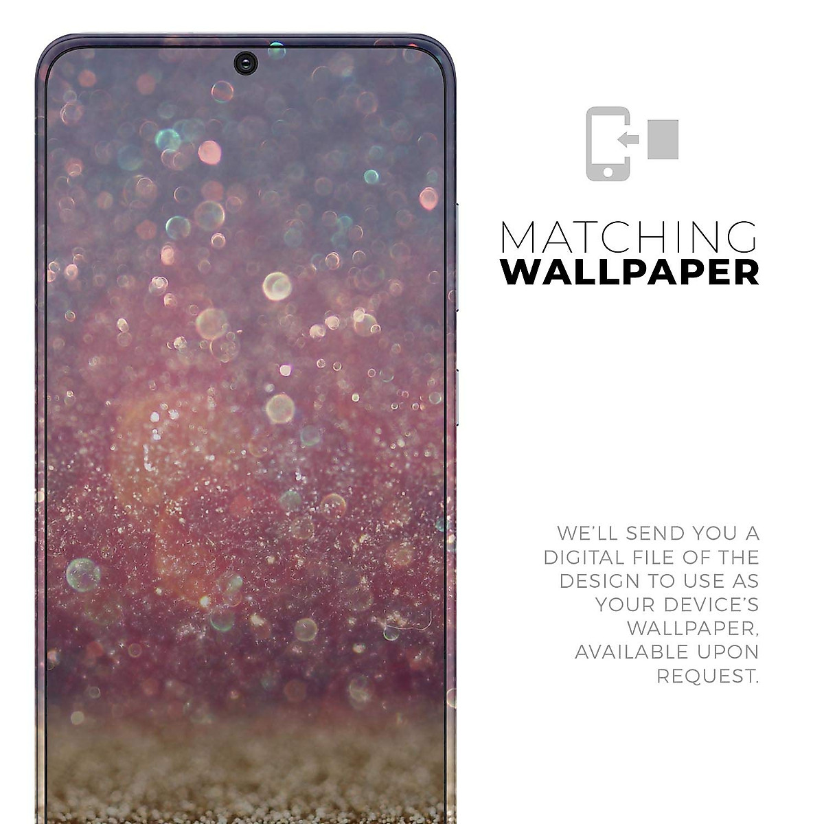 DesignSkinz Red and Blue Unfocused Orbs with Gold Protective Vinyl Decal Wrap Skin Cover Compatible with The Samsung Galaxy S20 (Screen Trim & Back Glass Skin)