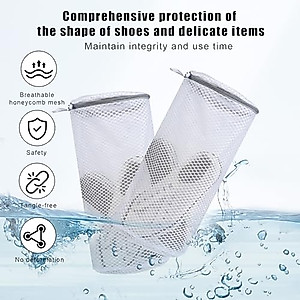 Giantree 2 Pack Shoe Washing Machine Bags, Honeycomb Mesh Shoe Laundry Bag with Zipper 360° Wrap-around Cleaning for Sneakers Running Shoes, Mesh Laundry Bags for Delicates for Sock Lingeries Clothes